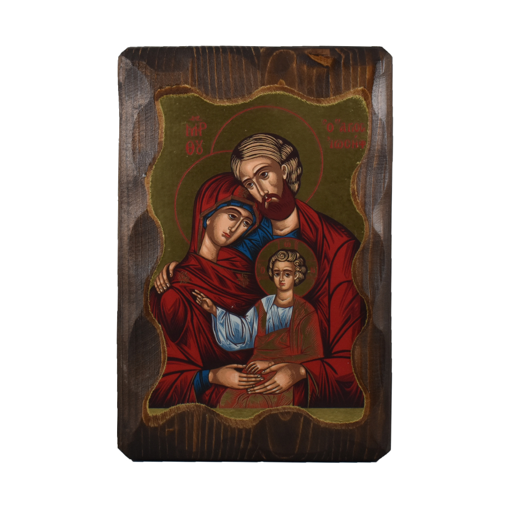 ICON OF HOLY FAMILY CARVED EDGES 919 | Saint Spyridon Church Official Eshop